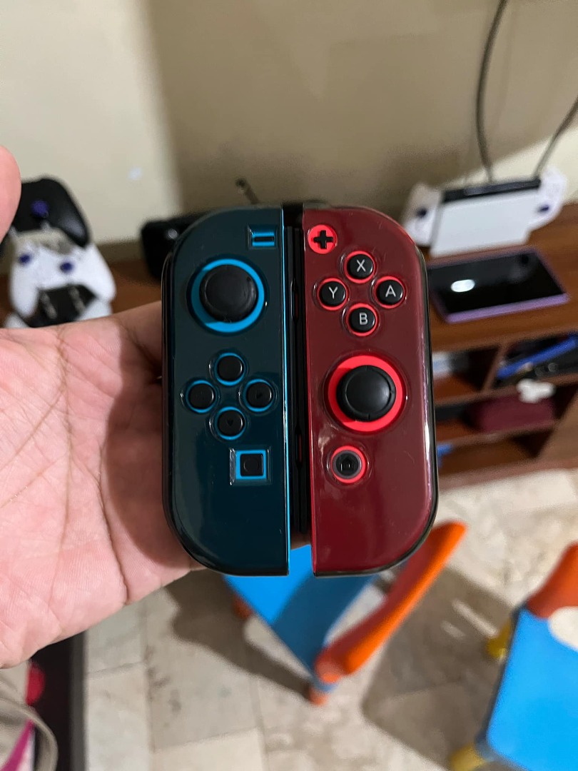 Nintendo Switch OLED Joycons Neon Red and Blue, Video Gaming, Gaming ...