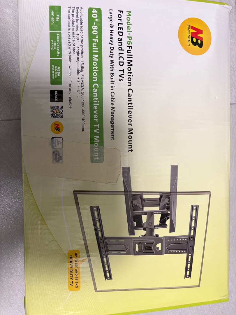 North Bayou - P6 手臂式拉伸電視掛牆架(適合 40-75”045.5kg) ~ NB 新款活動式P6 NBP6, 家庭電器 ...