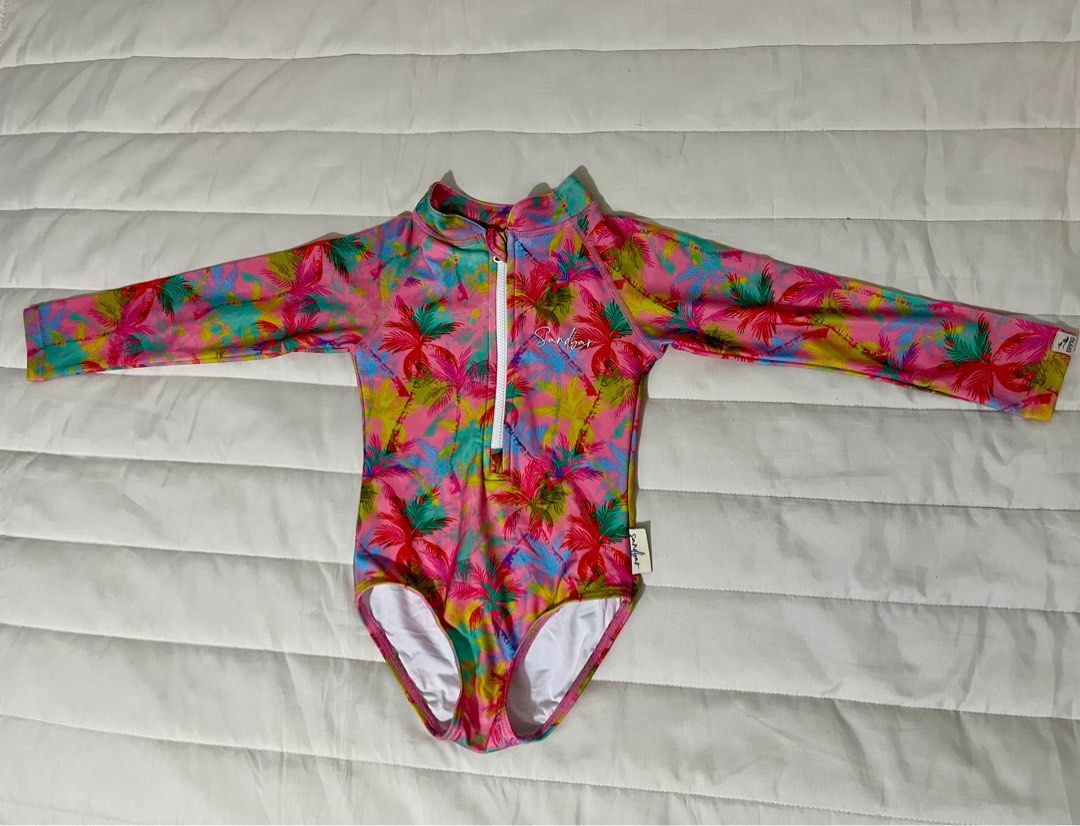 Sandbox Pink Palm Long Sleeved Girls Swimsuit (retail 4600), Babies ...