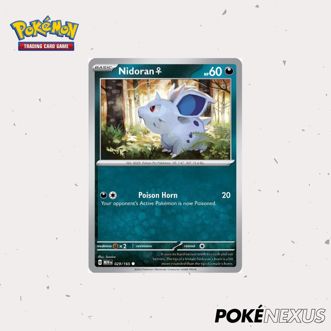 Pokemon Scarlet & Violet 151 - Nidoran - 029/165 - Common, Hobbies & Toys, Toys & Games on Carousell