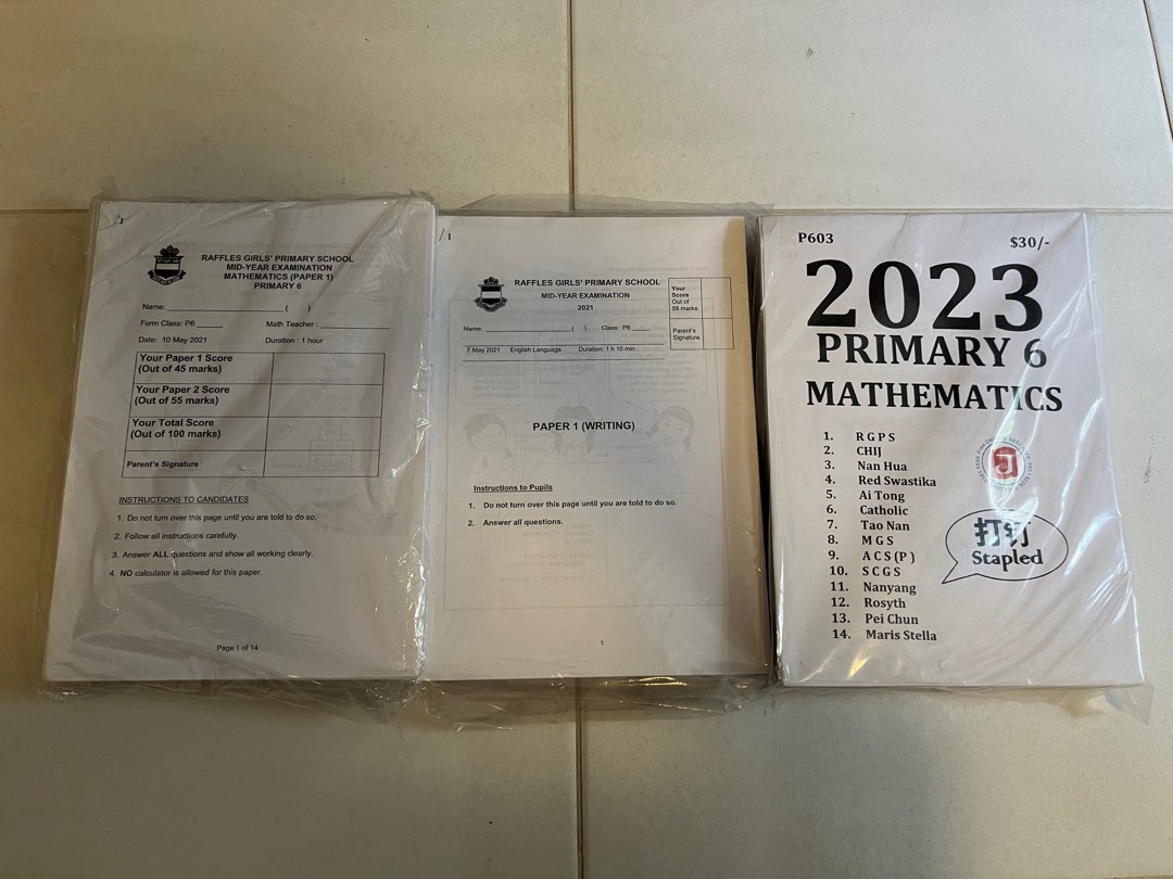 PSLE past year paper math and science 2021 ,2023, Hobbies & Toys, Books ...