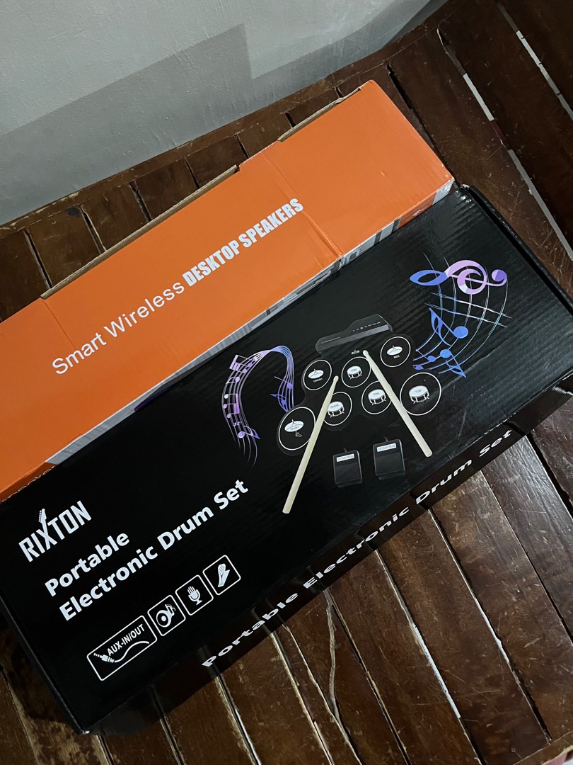 RIXTON Electric Digital Drum Set With Drumsticks and Sustain Foot Pedal ...