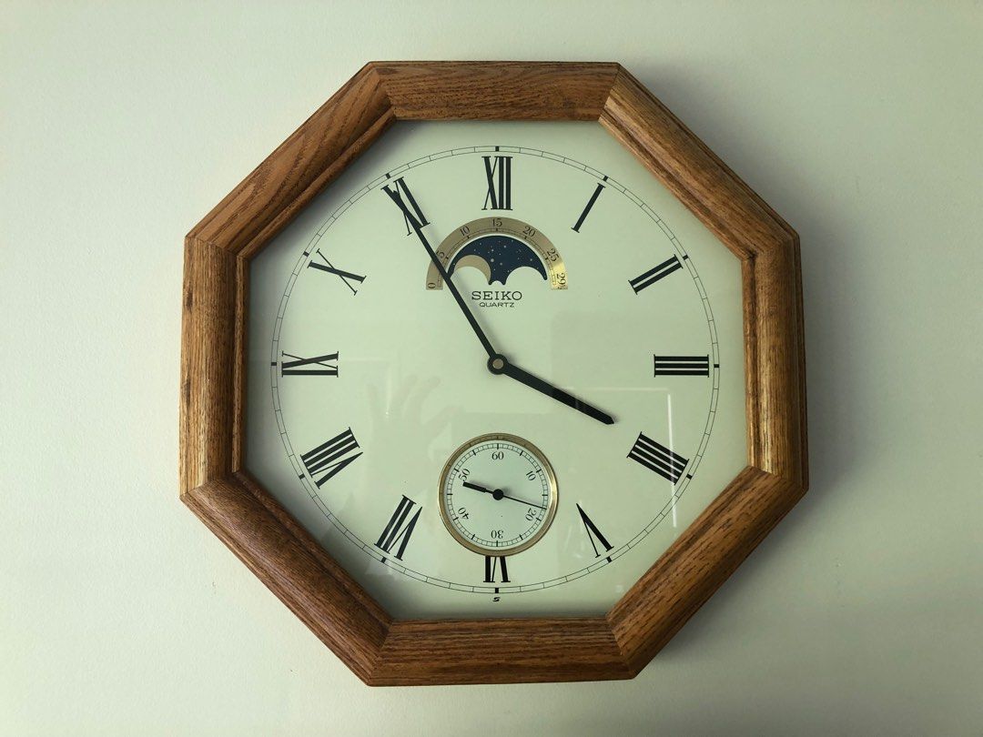 Rare Vintage Seiko Moon Phase Wall Clock (Analog), Furniture & Home ...