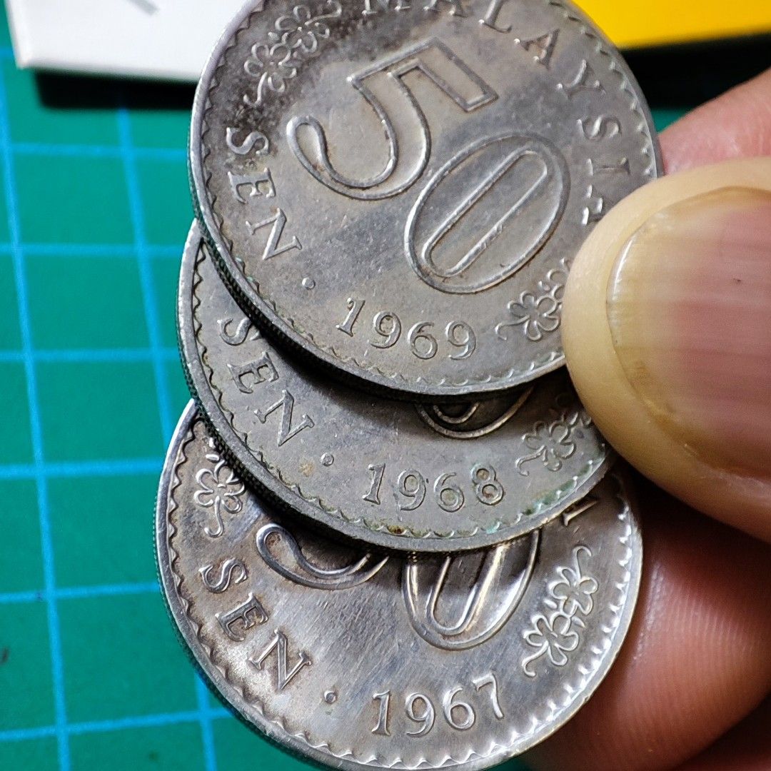 Set 2 Duit Lama 50 Sen 1967/1968/1969 SE Viral, Hobbies & Toys ...