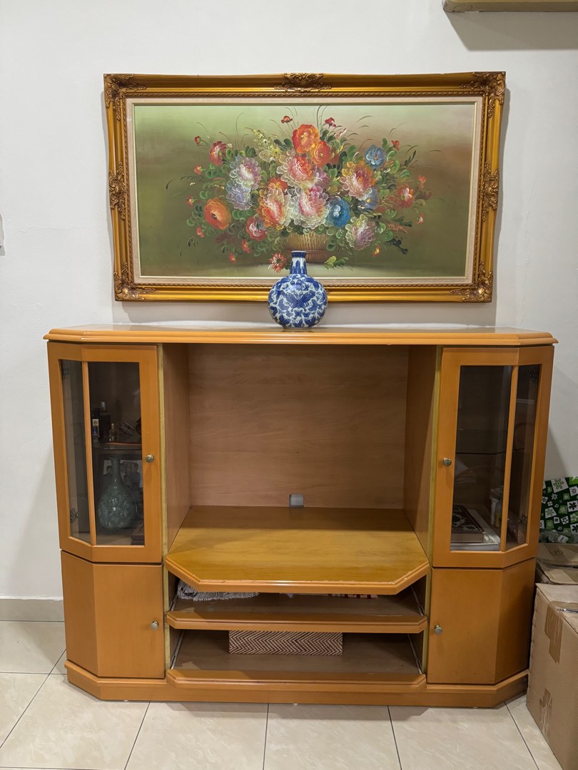 Solid birch wood classic Tv console, Furniture & Home Living, Furniture ...