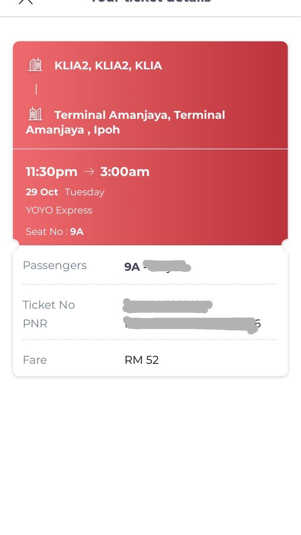 Ticket Bus (KLIA2-IPOH), Tickets & Vouchers, Local Attractions and Transport on Carousell