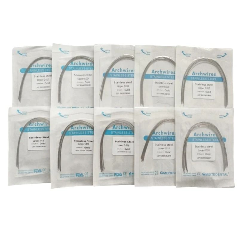 100Pcs=10Packs Dental Orthodontic Archwires Stainless Steel Round Arch Wire for Ortho Teeth ...