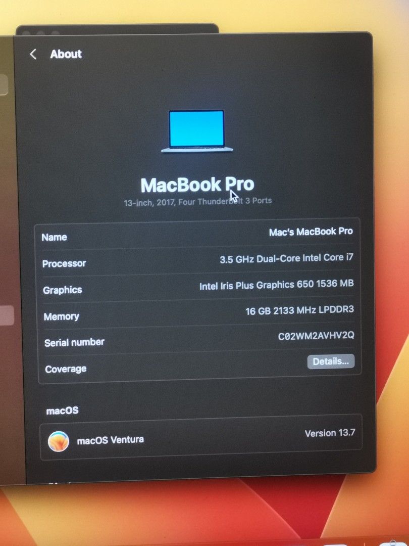 2017 Macbook Pro 13inch i7 16GB RAM 256GB Ssd, Computers & Tech ...