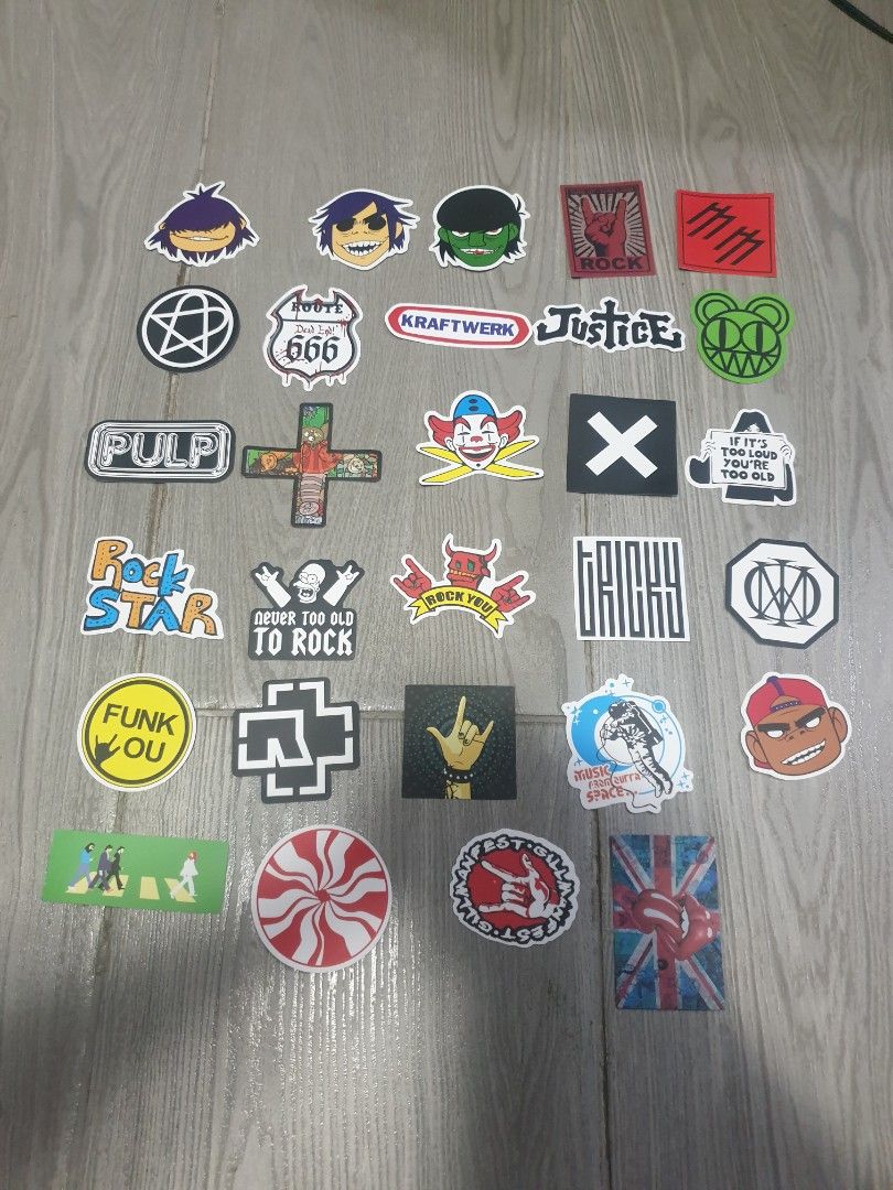 74 pcs stickers decals rock bands metal classic punk alternative kiss ...