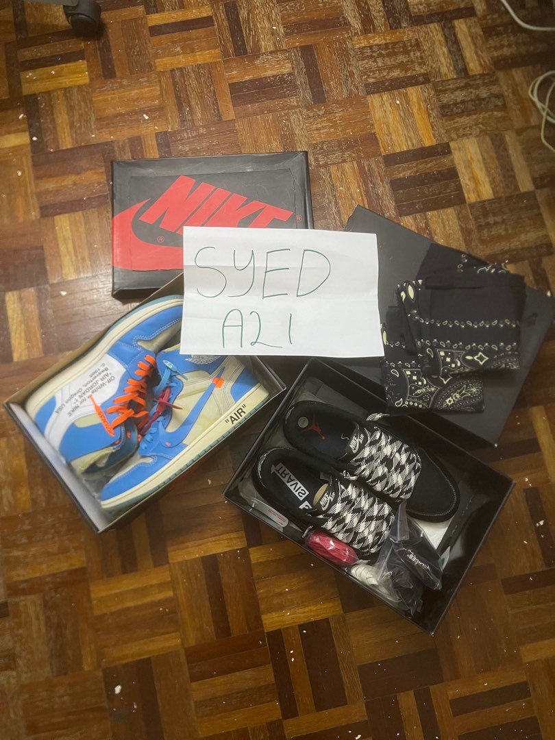 AJ1 Low Travis Black Phantom / AJ1 High UNC Off White, Men's Fashion ...