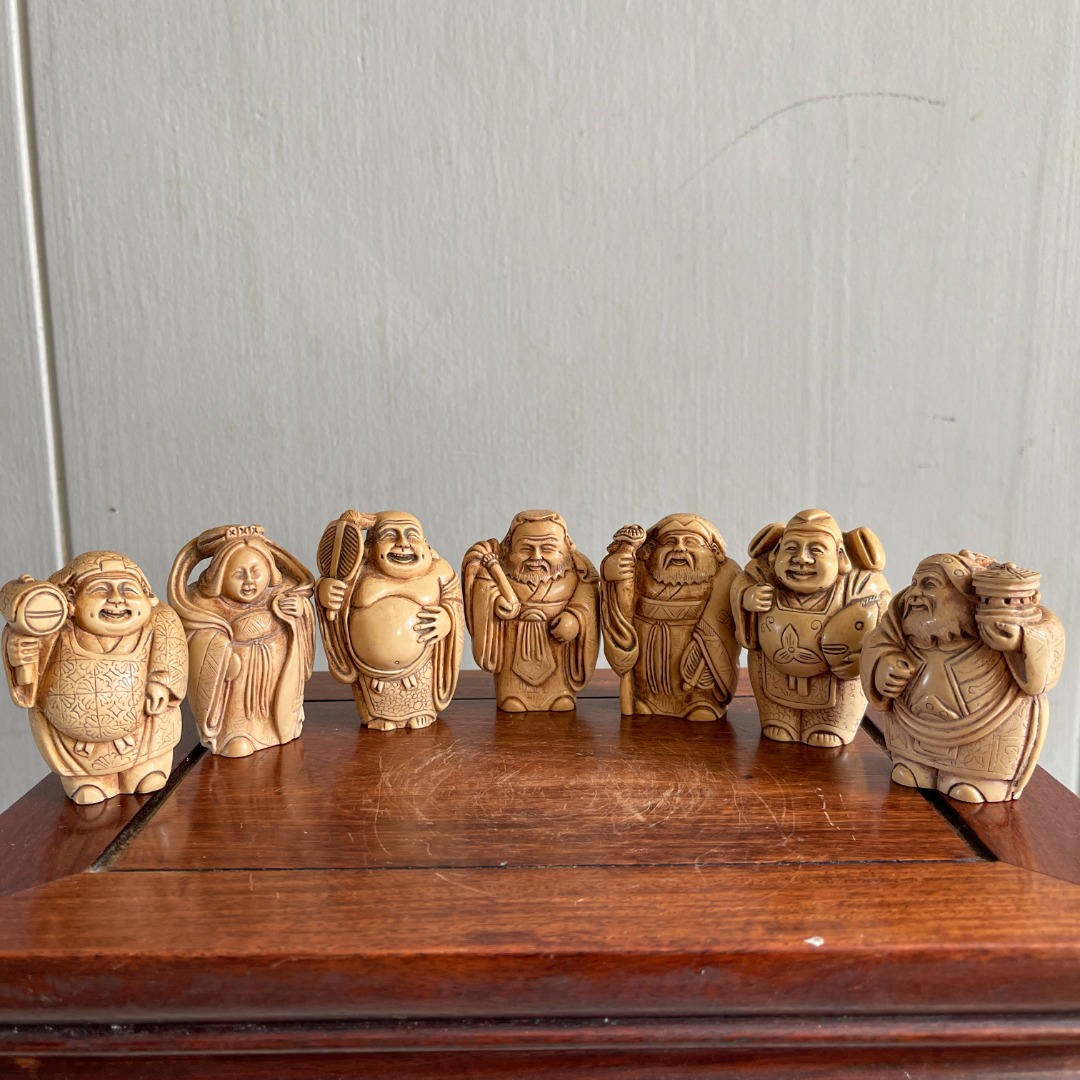 Antique Ivory Chinese immortal gods miniature display set rare ...