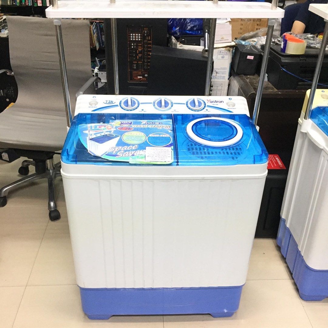 ASTRON WS-7299 7.2kg Twin Tub Washing Machine w/ Laundry Rack, TV ...