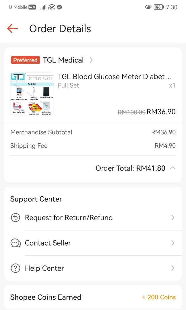Blood Glucose Meter Diabetes Monitor Blood Sugar Alat Cek Kencing Manis ...