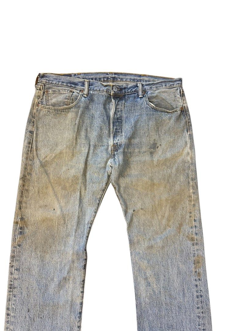 Distressed Levis 501/ stain , Scrath, paint defect /Button Fly/ Size 39 ...