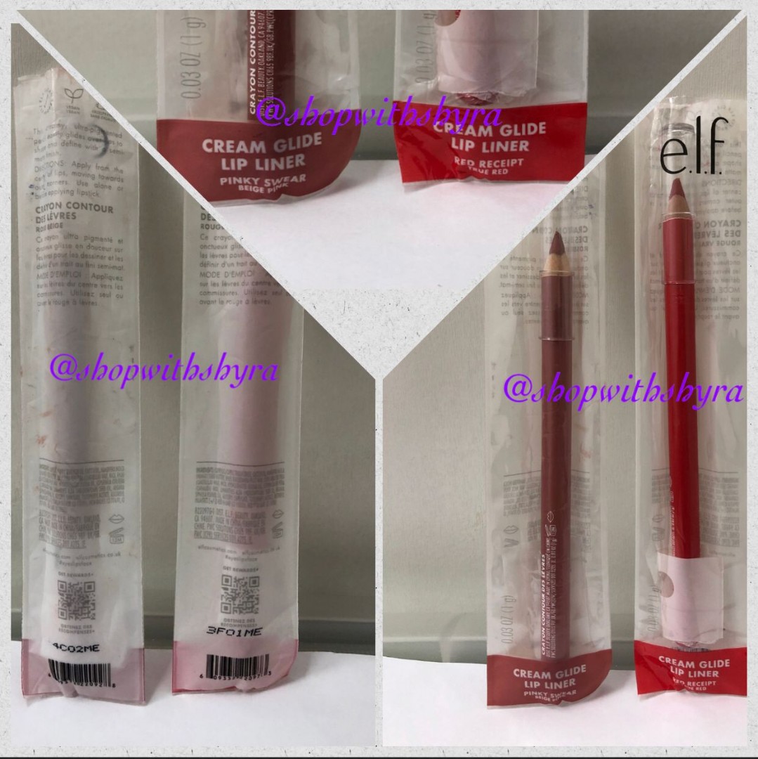 Elf Cream Glide Lip Liner in Pinky Swear & Red Receipt. 1g x 2., Beauty ...