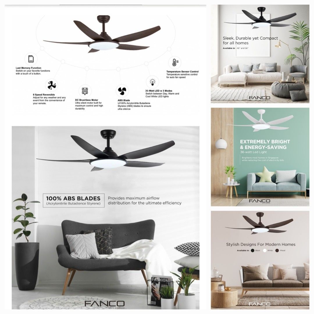 Fanco Tributo- Extremely Bright 36W LED Lights, Ceiling Fan With Remote ...