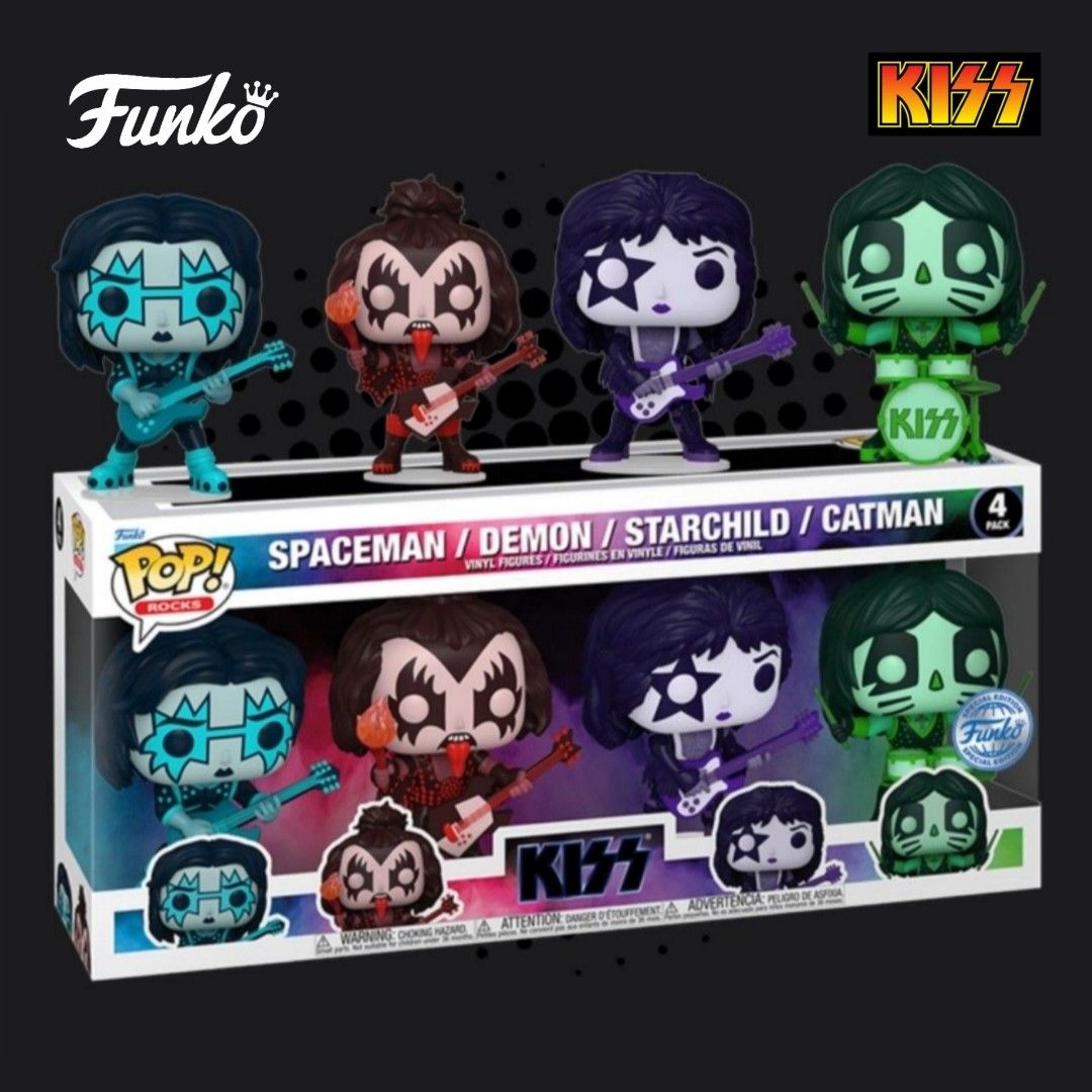 Funko Pop! Rocks: KISS (Color Spotlight) 4-Pack (Exclusive), Hobbies ...