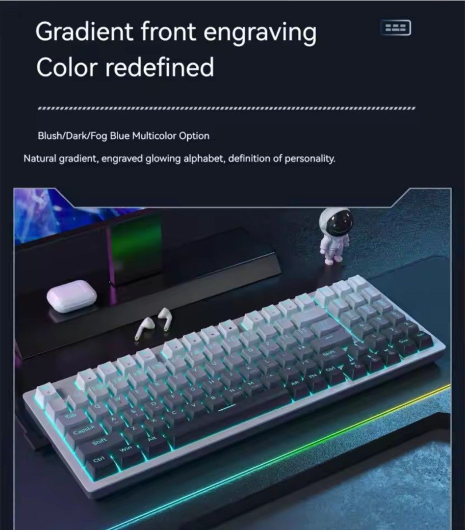 Gaming Mechanical Keyboard Red Switch 94 Keys Gradient Keycap 3 Pin ...