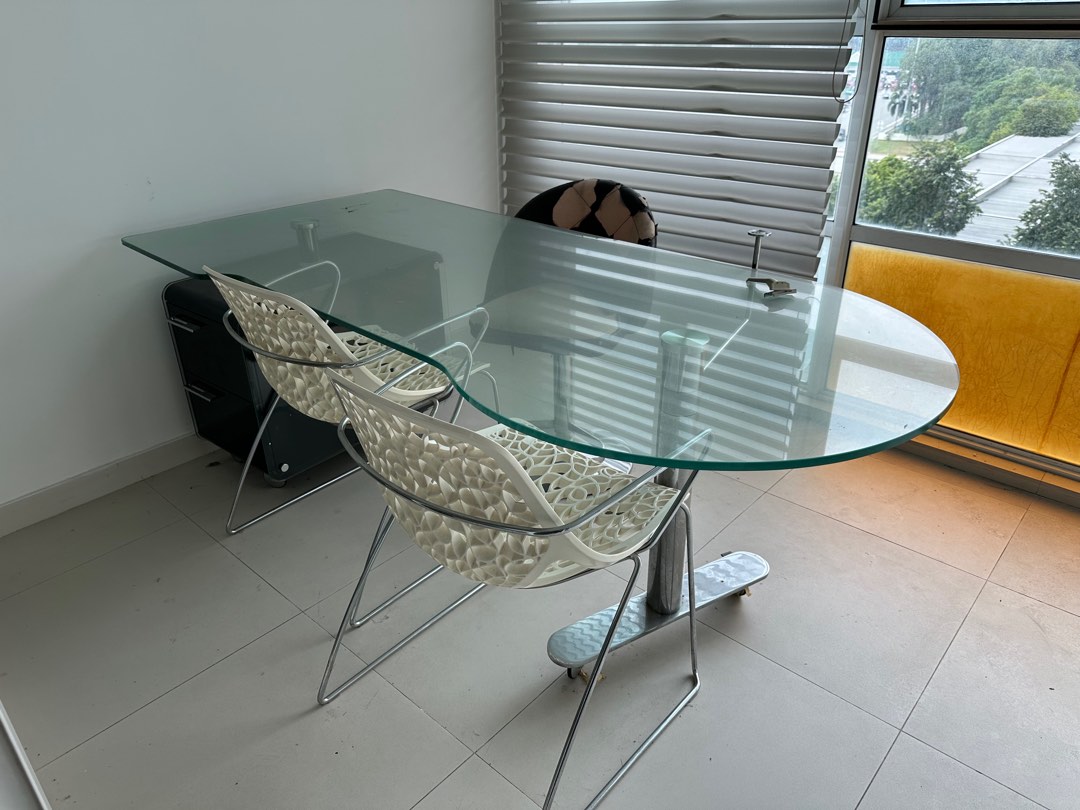Glass working table, Furniture & Home Living, Furniture, Tables & Sets ...