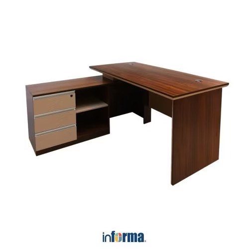 Informa Monthana Meja Kantor Sisi Kiri 1407 - Cokelat Office Table ...