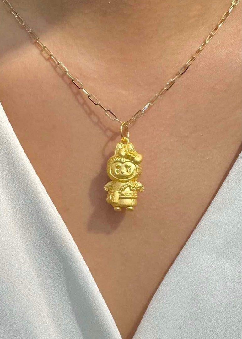 Labubu 24K HK Gold Pendant, Women's Fashion, Jewelry & Organizers ...