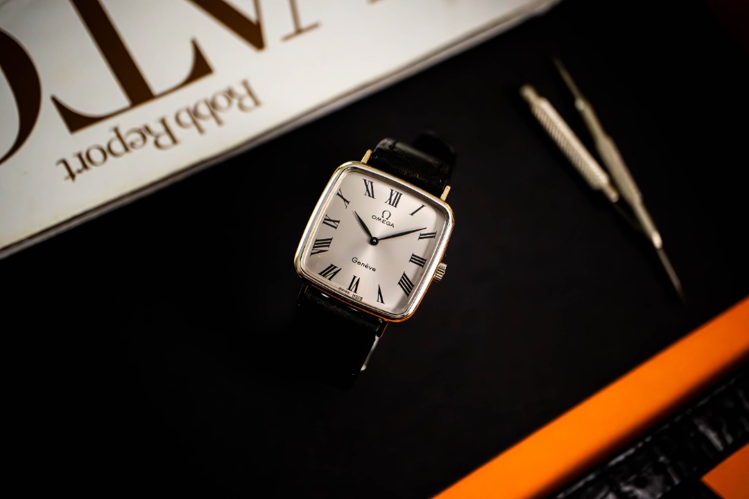 Omega Geneve Roman Numerals Square Dial Swiss Made Wristwatch, Men's ...