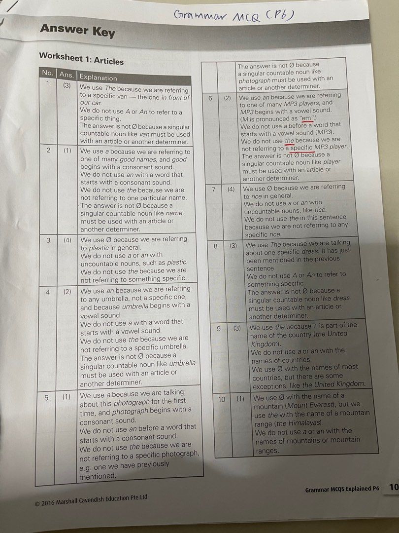 P6/PSLE Marshall Cavendish English Visual Text/Grammar/Cloze Passage ...