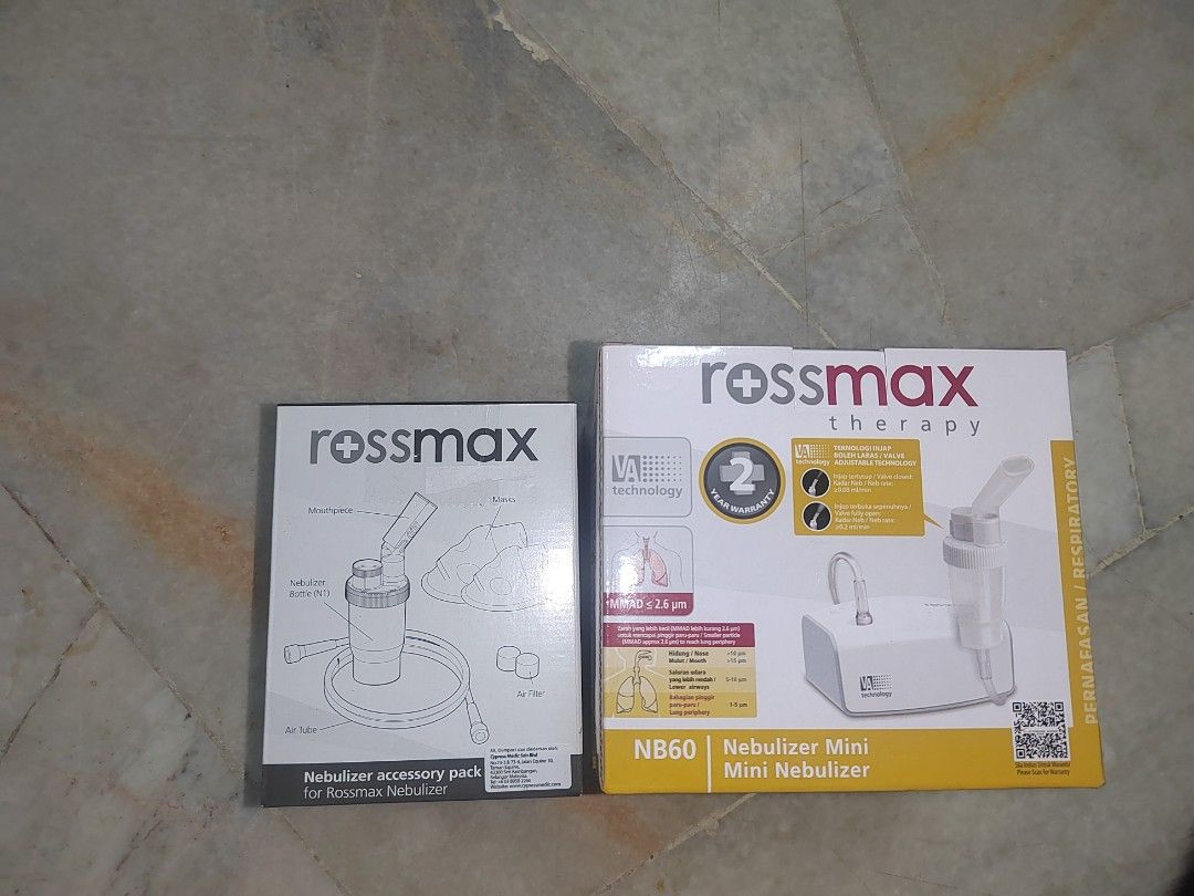 Rossmax NB60 mini nebulizer with accessory pack, Health & Nutrition ...