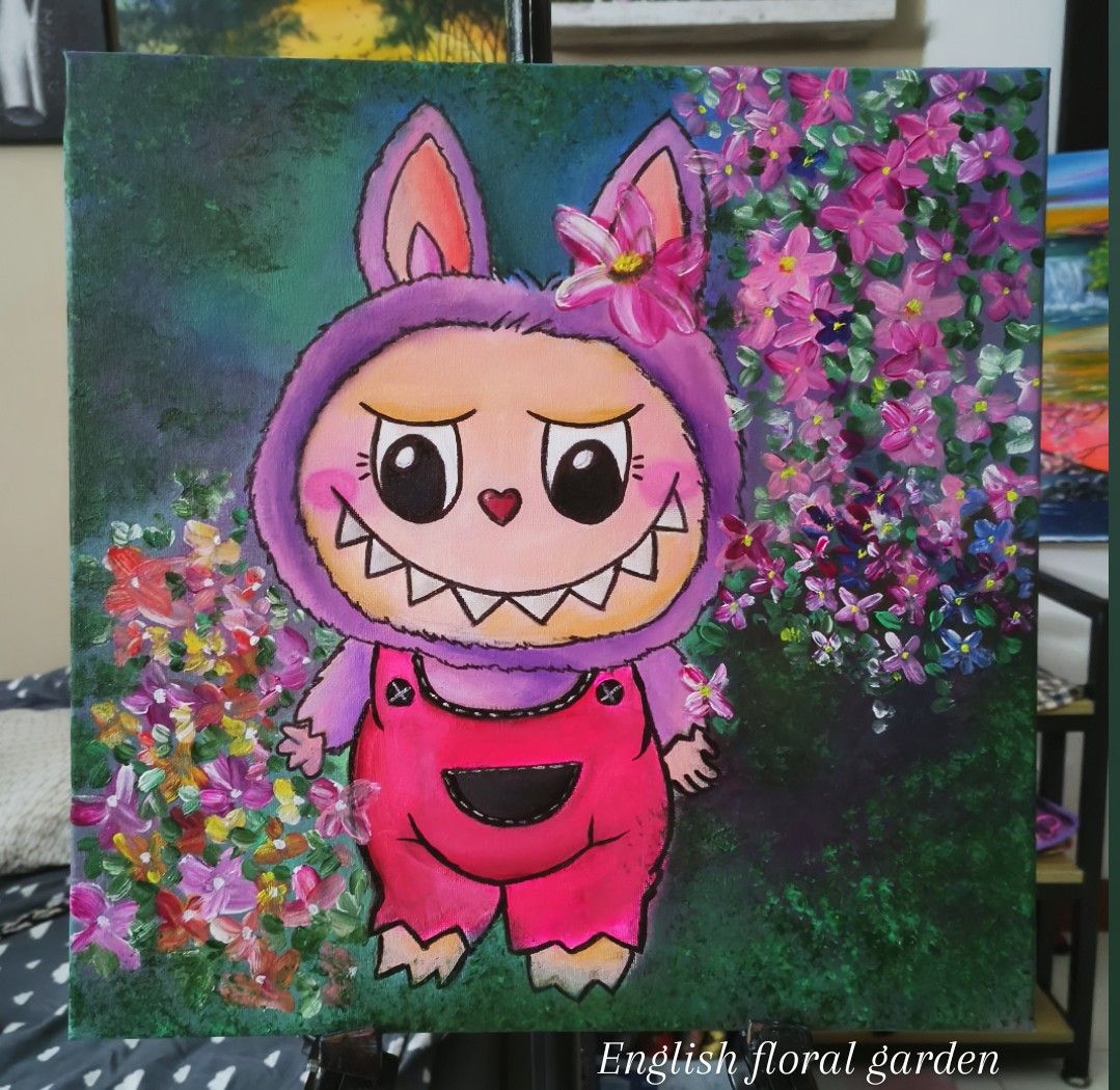 Self acrylic painting "labubu", Hobbies & Toys, Stationery & Craft, Art ...