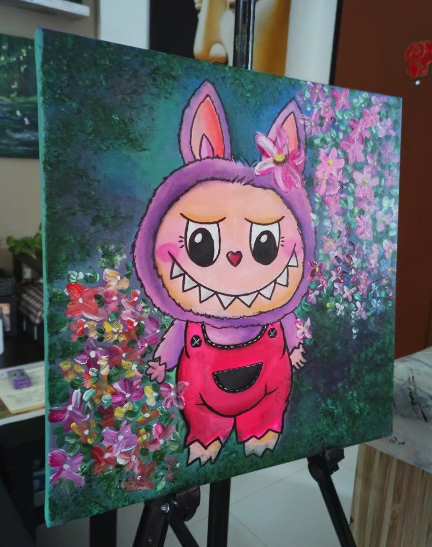 Self acrylic painting "labubu", Hobbies & Toys, Stationery & Craft, Art ...