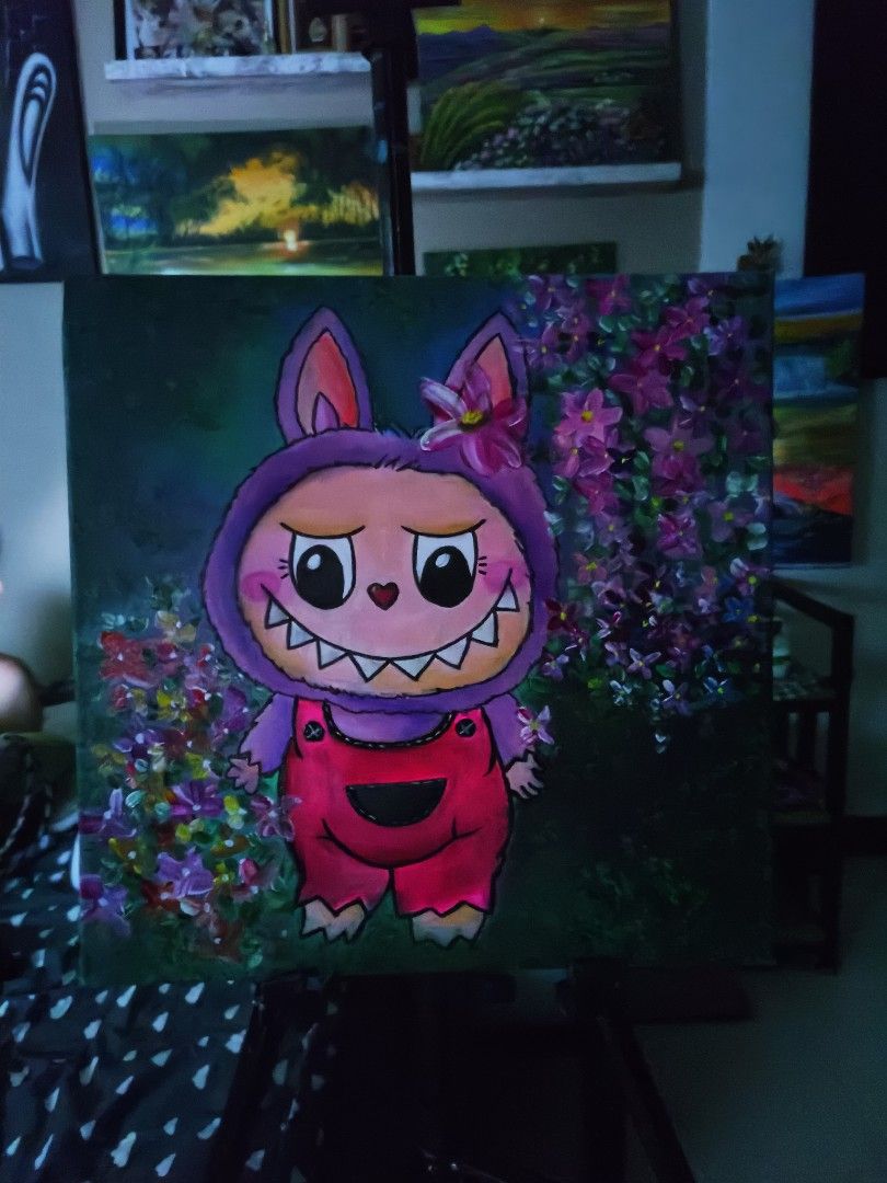 Self acrylic painting "labubu", Hobbies & Toys, Stationery & Craft, Art ...
