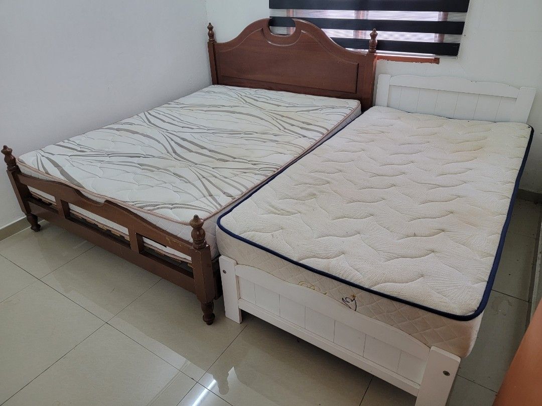 Set Katil Frame dan Tilam Queen, Furniture & Home Living, Furniture ...