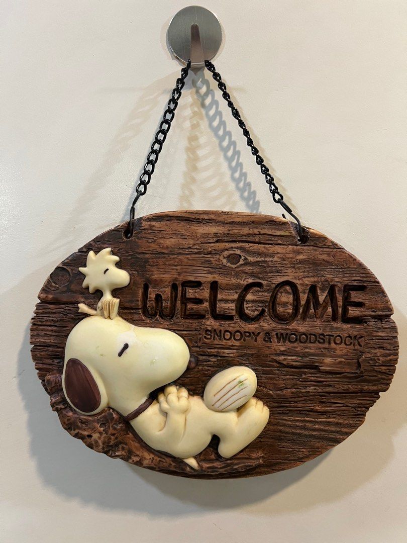 Snoopy peanuts Welcome hang wall garden SNOOPY & WOODSTOCK, Furniture ...