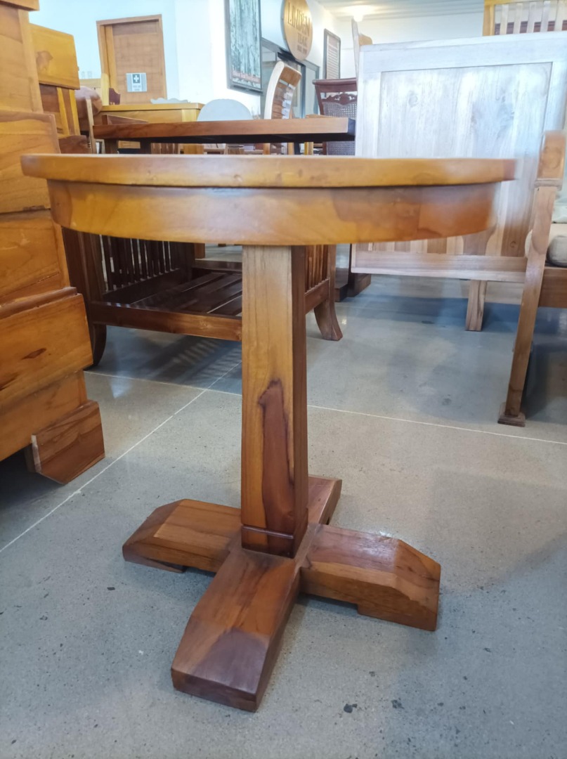 Solid Teak Wood 50-Years Old Round Coffee Wine Table, Furniture & Home ...