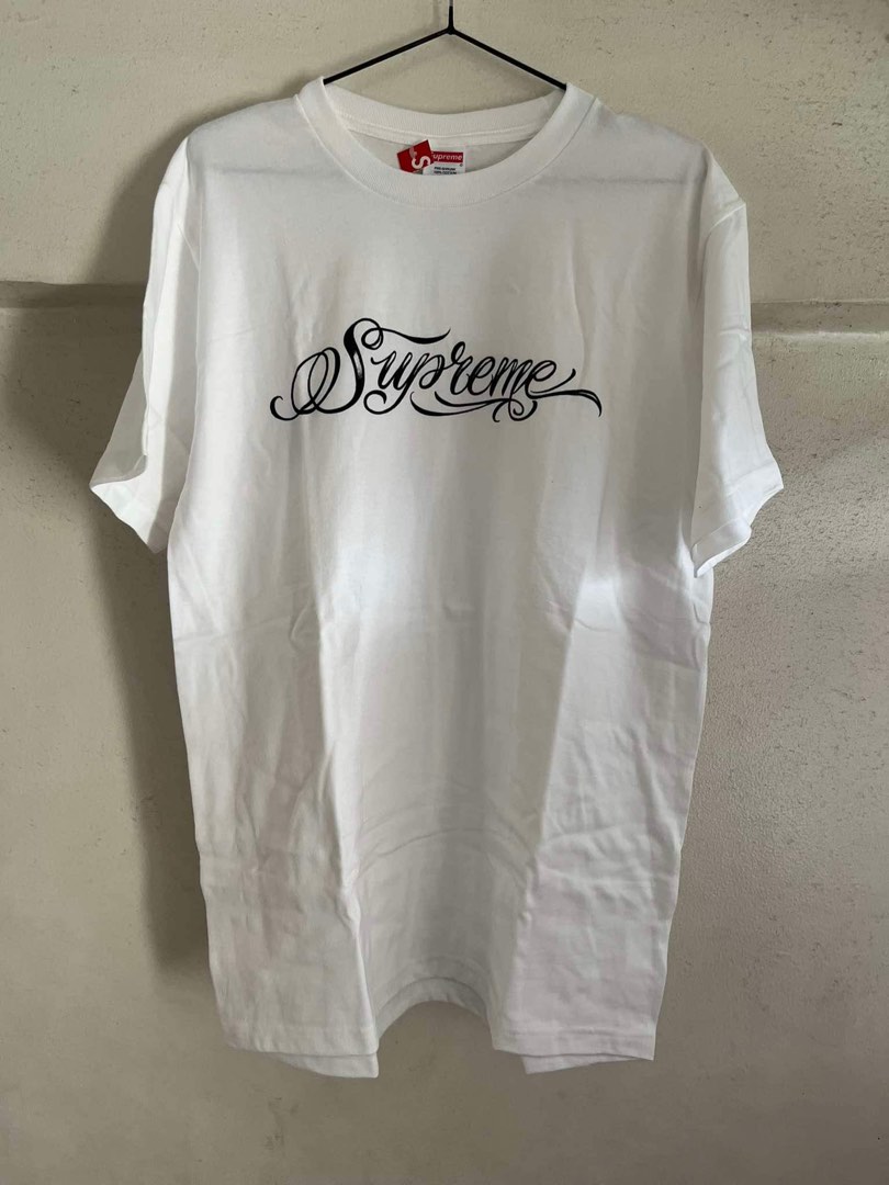 Supreme Script Tee (White), Men's Fashion, Tops & Sets, Tshirts & Polo Shirts on Carousell