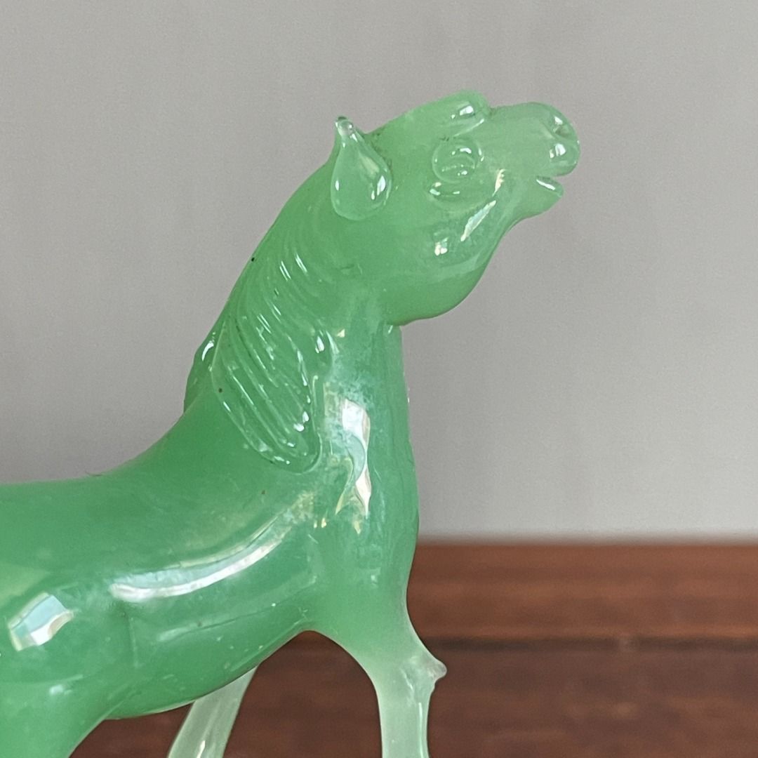 Vintage antique Jade Horse handmade crafted chinese wealth prosperity ...