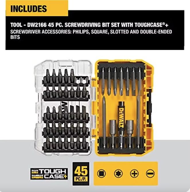 45pcs DeWalt Screwdriving Bit set (Tough Grip) with Storage TouGH Case ...