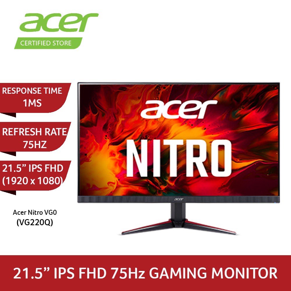 ACER Nitro VG220Q 21.5" FHD 75Hz 1MS Radeon Freesync Gaming Monitor ...