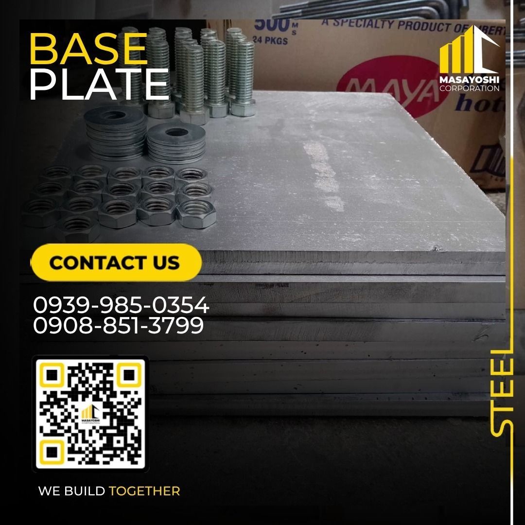 Baseplate 250mm x 250mm x 10mm thick x 4 holes (20mm), Anchor Bolt ...