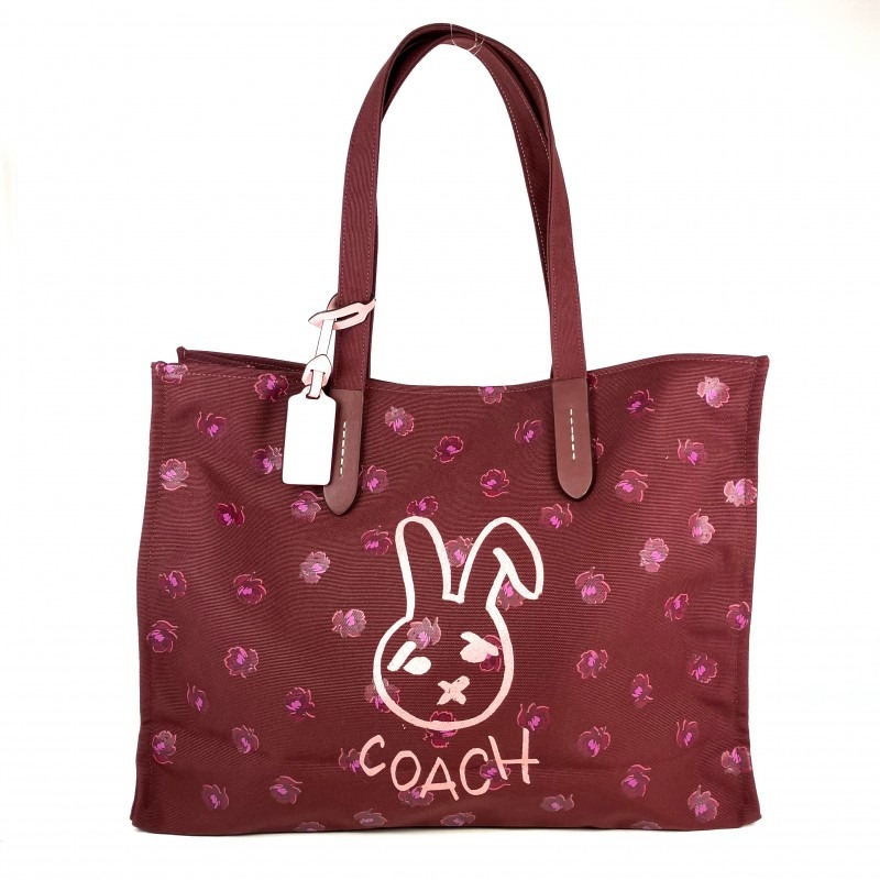 Coach Rabbit Floral Burgundy Canvas Tote Bag, Luxury, Bags & Wallets on ...