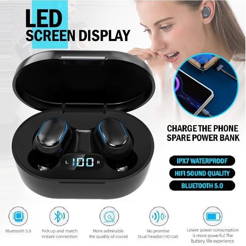 E7S 藍牙無線入耳式耳塞式觸控運動耳機防水麥克風音樂耳機 hybckp E7S Bluetooth Wireless In-Ear Earbuds Touch Control Sport ...