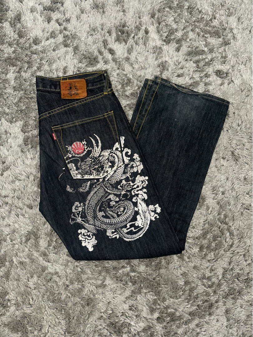 Evisu Dragon Painted Japanese Denim, Men's Fashion, Bottoms, Jeans on ...
