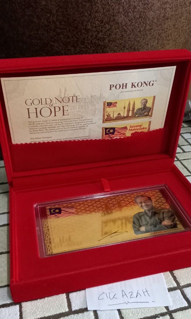 GOLD NOTE OF HOPE TUN DR MAHATHIR MOHAMAD (POH KONG), Hobbies & Toys ...