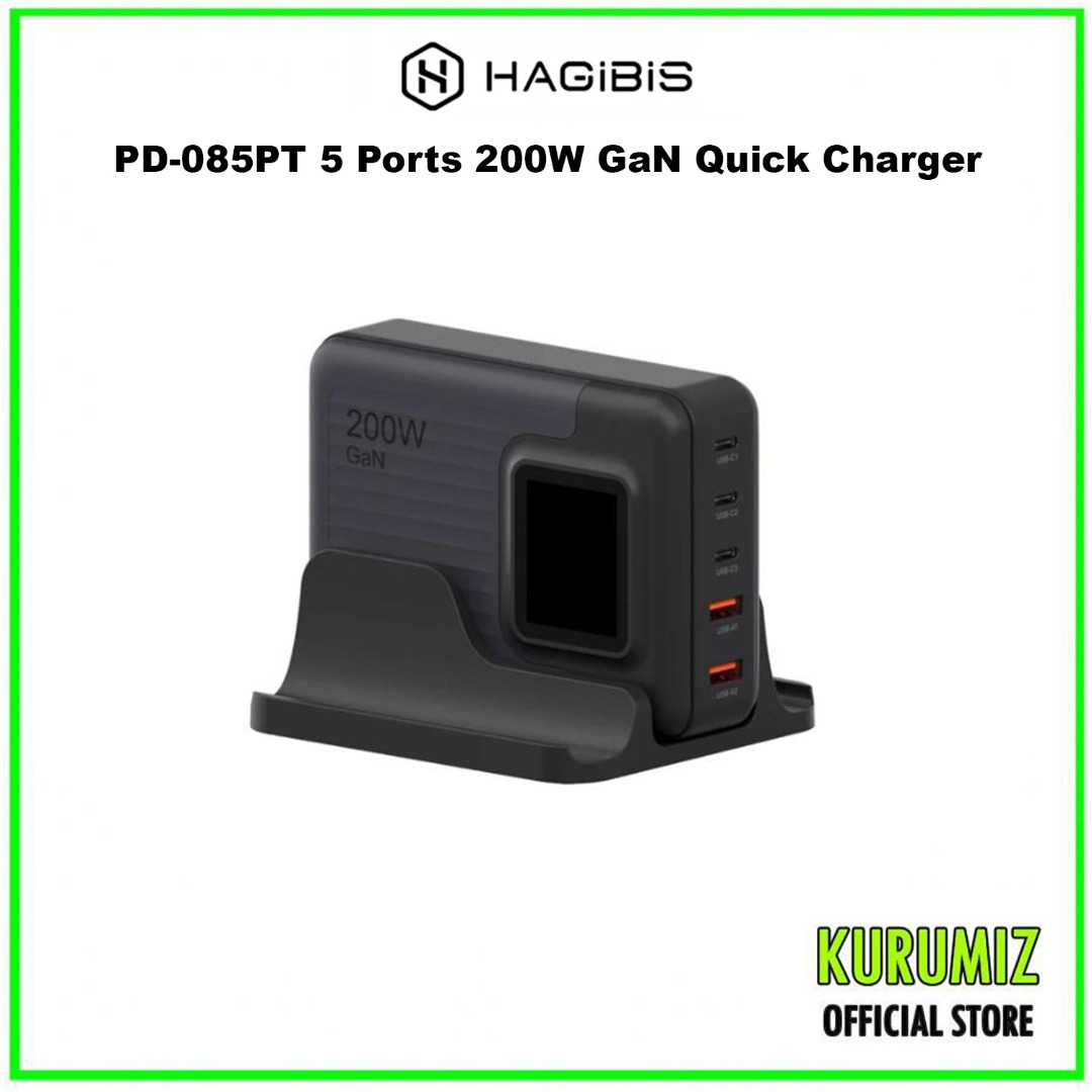 HAGIBIS PD-085PT 5 Ports 200W GaN Quick Charger, Mobile Phones & Gadgets, Mobile & Gadget ...