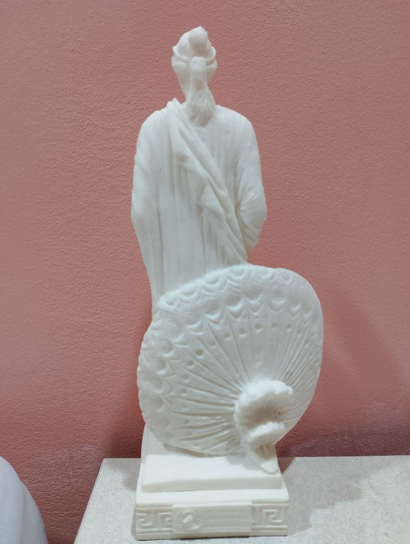 Hera with Peacock Greek Goddess Alabaster statue patina sculpture ...
