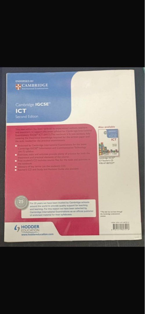 ICT textbook CAMBRIDGE IGCSE ( with CD), Hobbies & Toys, Books ...