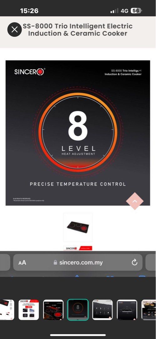 Induction Cooker- SINCERO 3600W Trio Intelligent Magnetic Induction ...