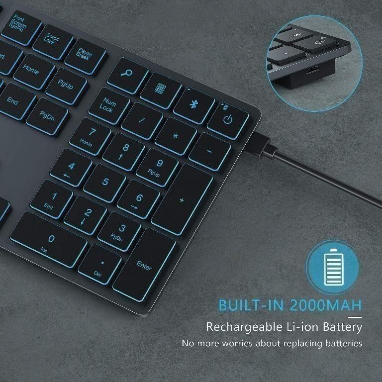 Jelly Comb IWG-ZXBT3 Bluetooth Backlit Keyboard, Multi Devices Wireless ...