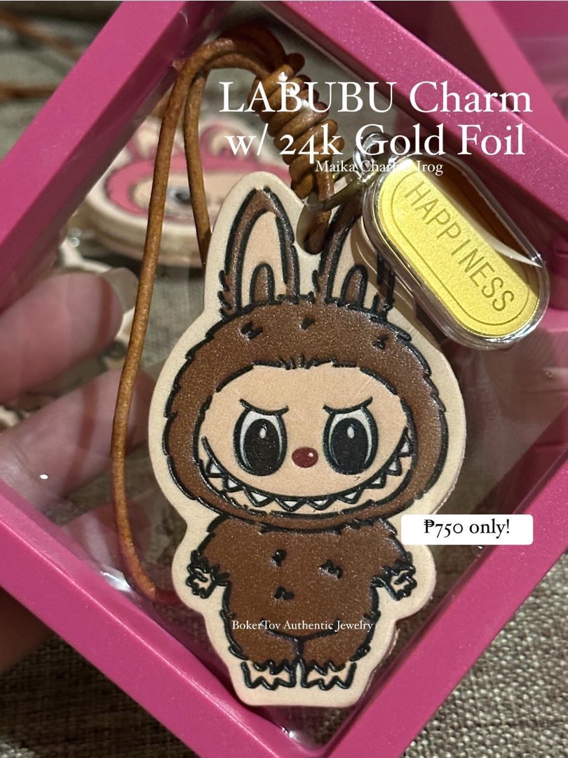 LABUBU Charm with 24k Gold Foil, Hobbies & Toys, Toys & Games on Carousell