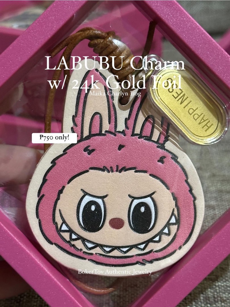 Labubu Charm with 24k Gold Foil, Hobbies & Toys, Toys & Games on Carousell